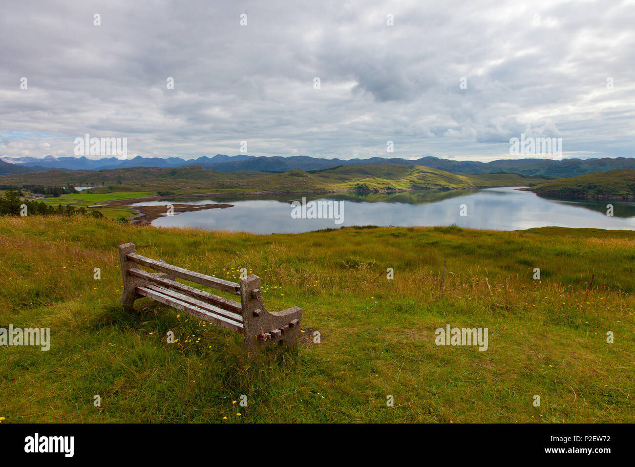 Loch Thurnaig, Loch Ewe, Mountains, Bank, View, Reflection, Scotland ...