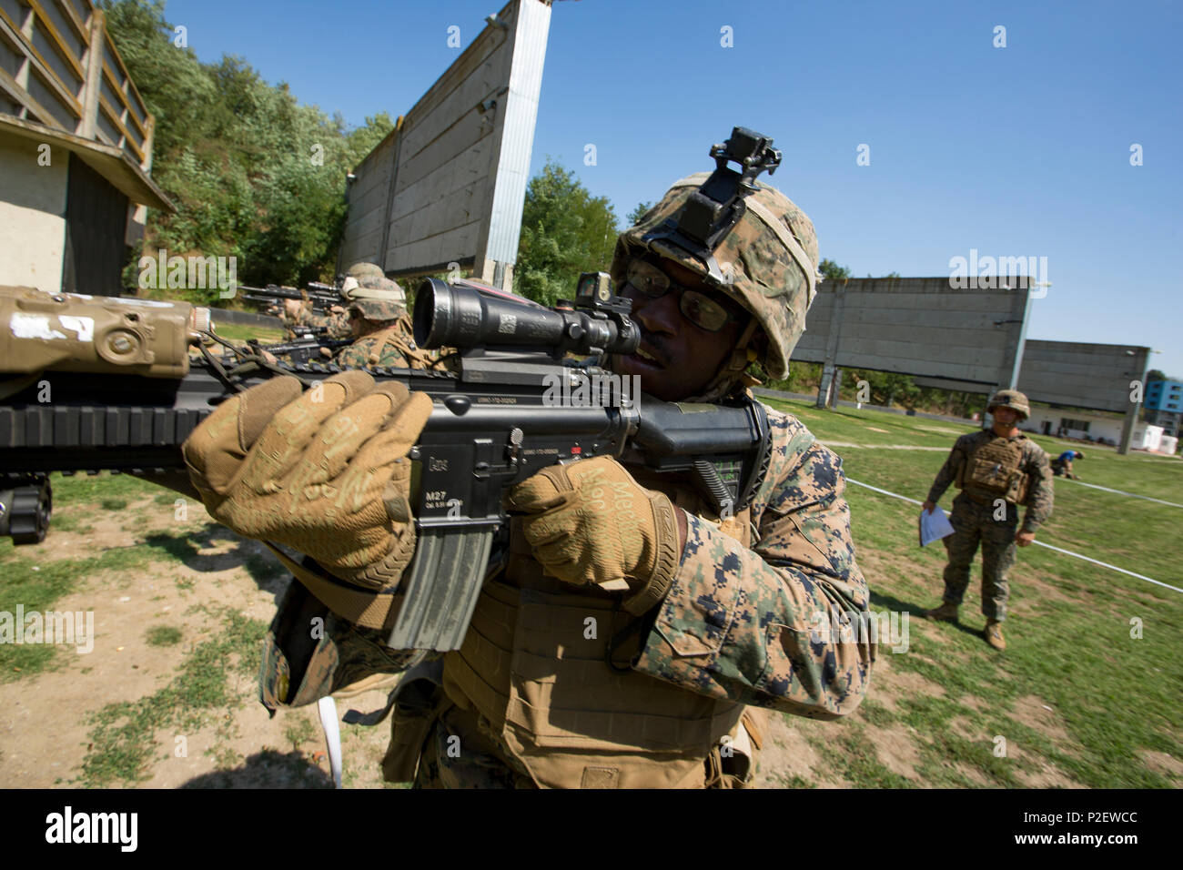 U.S. Marines with Black Sea Rotational Force 16.2 conduct a modified ...