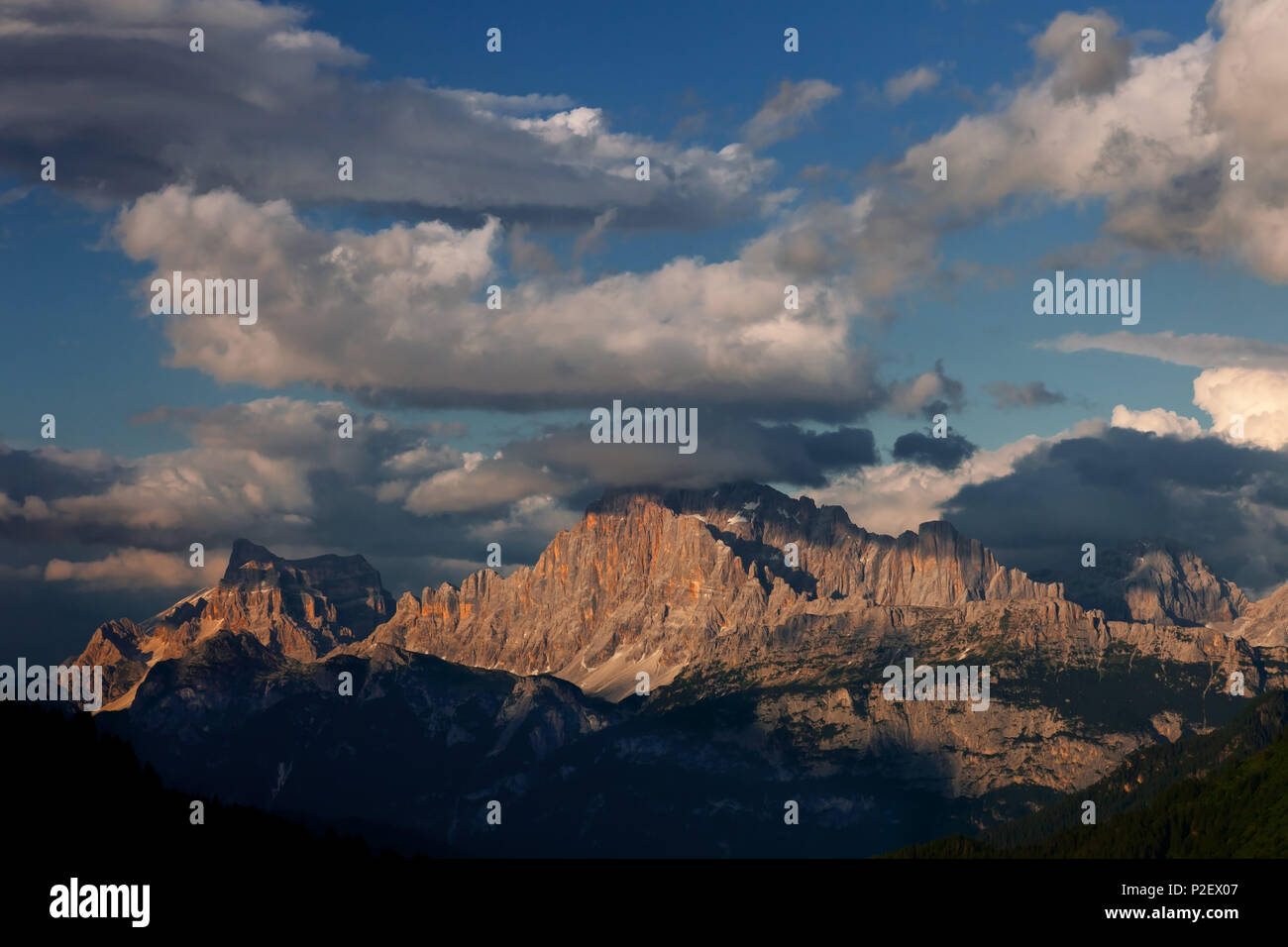 Alpenglow, Sunset, Passo Valles, Alps, Dolomites, Belluno, Italy Stock ...
