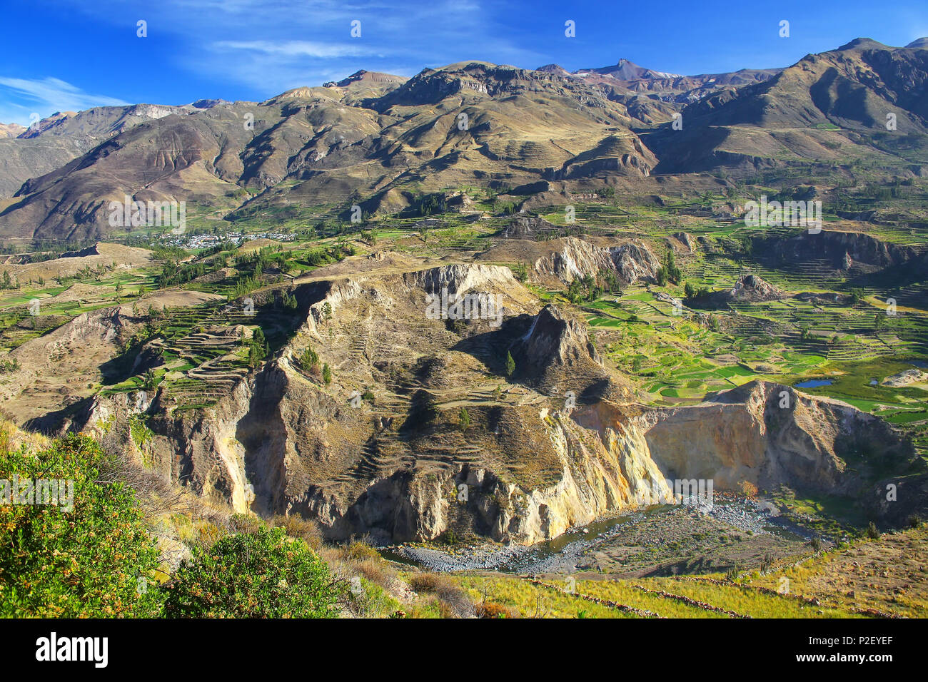 View of Colca Canyon in Peru. It is one of the deepest canyons in the ...