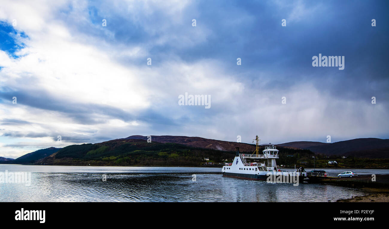 The Corran ferry which takes cars and passengers across Loch Linnhe in ...