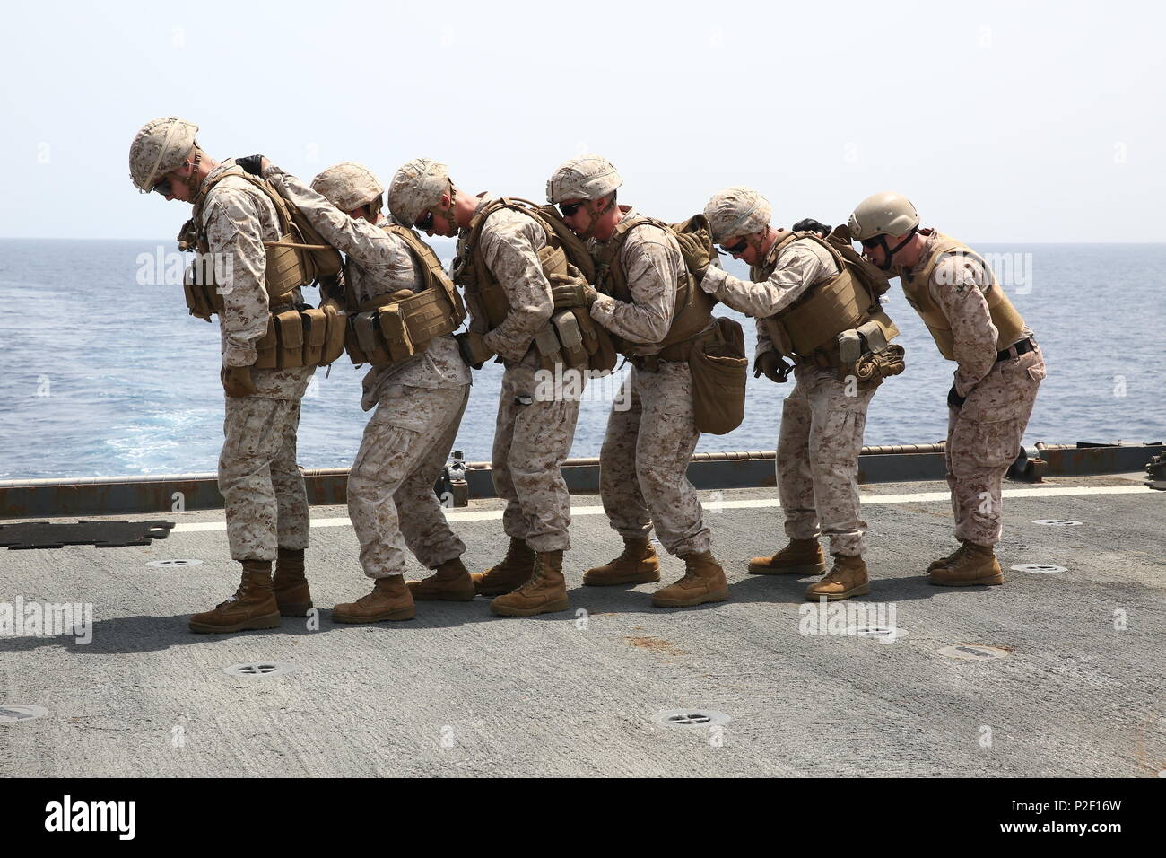 160908-M-PJ210-124 ARABIAN SEA (Sept. 8, 2016) Marines with 22nd Marine ...