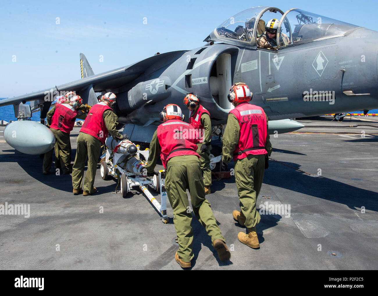 160906-N-TO519-360 MEDITERRANEAN SEA (Sept. 6, 2016) Marines attach a ...