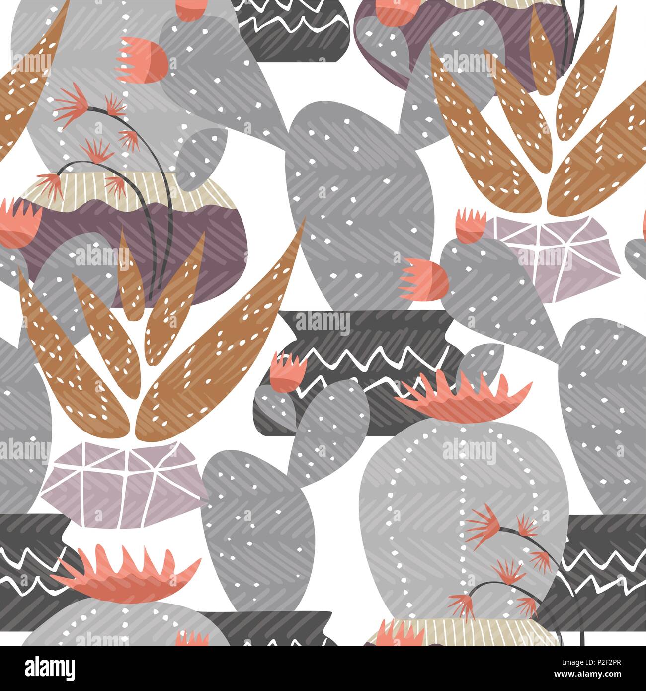 Cactus plant seamless pattern, summer nature decoration background ...