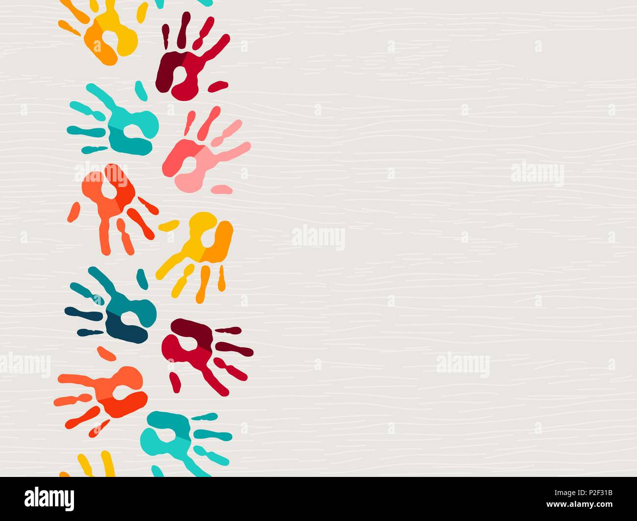 Color handprint background concept, human hand print illustration for ...