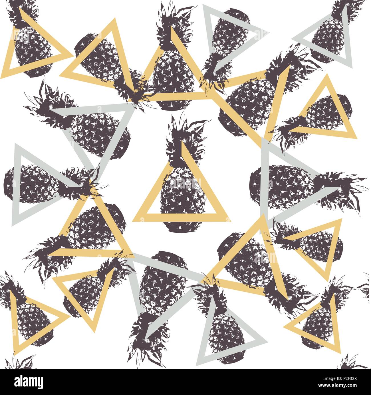 Pineapple seamless pattern illustration, abstract style fruit ...