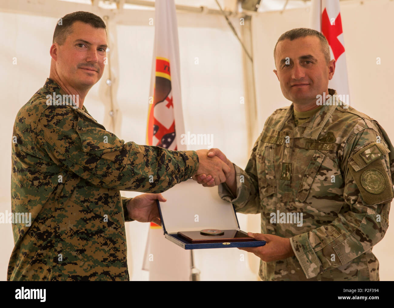Col. Charles Risio, left, officer in charge of the Marine Corps ...