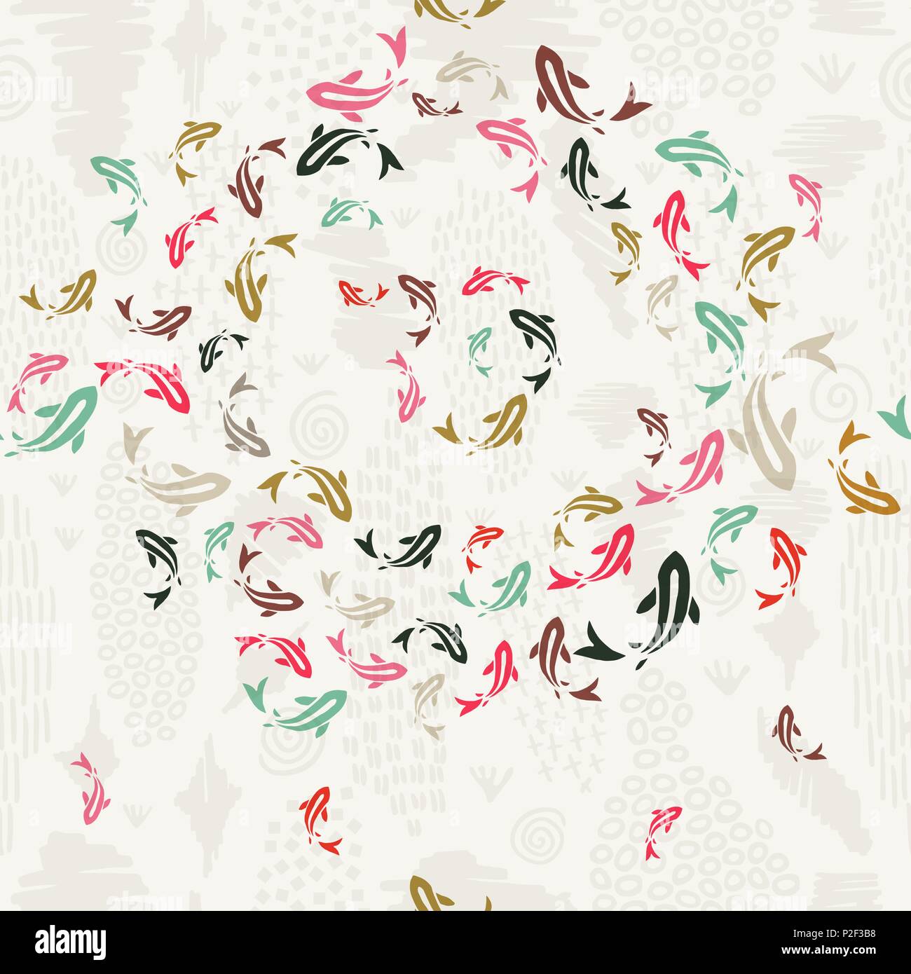 Koi fish seamless pattern, colorful asian style art of carp goldfish ...