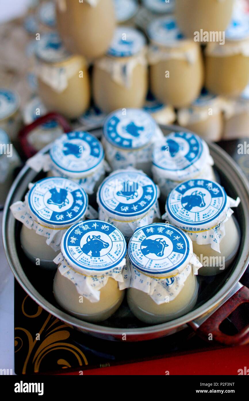 China, Beijing, selling yogurt on the street in a hutong Stock Photo ...