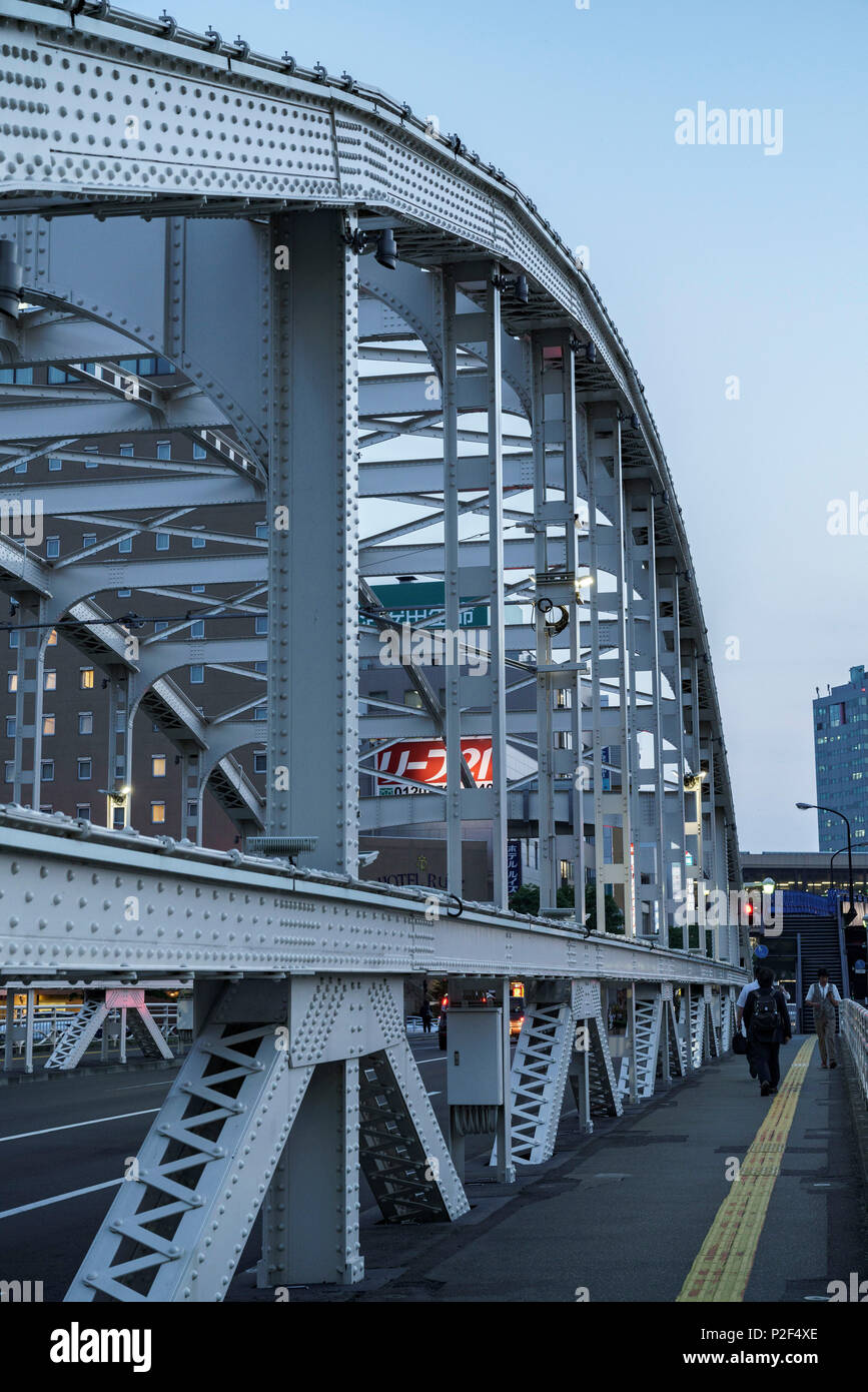 Kaiunbashi Bridge over Kitakami River, Morioka City, Iwate Prefecture ...