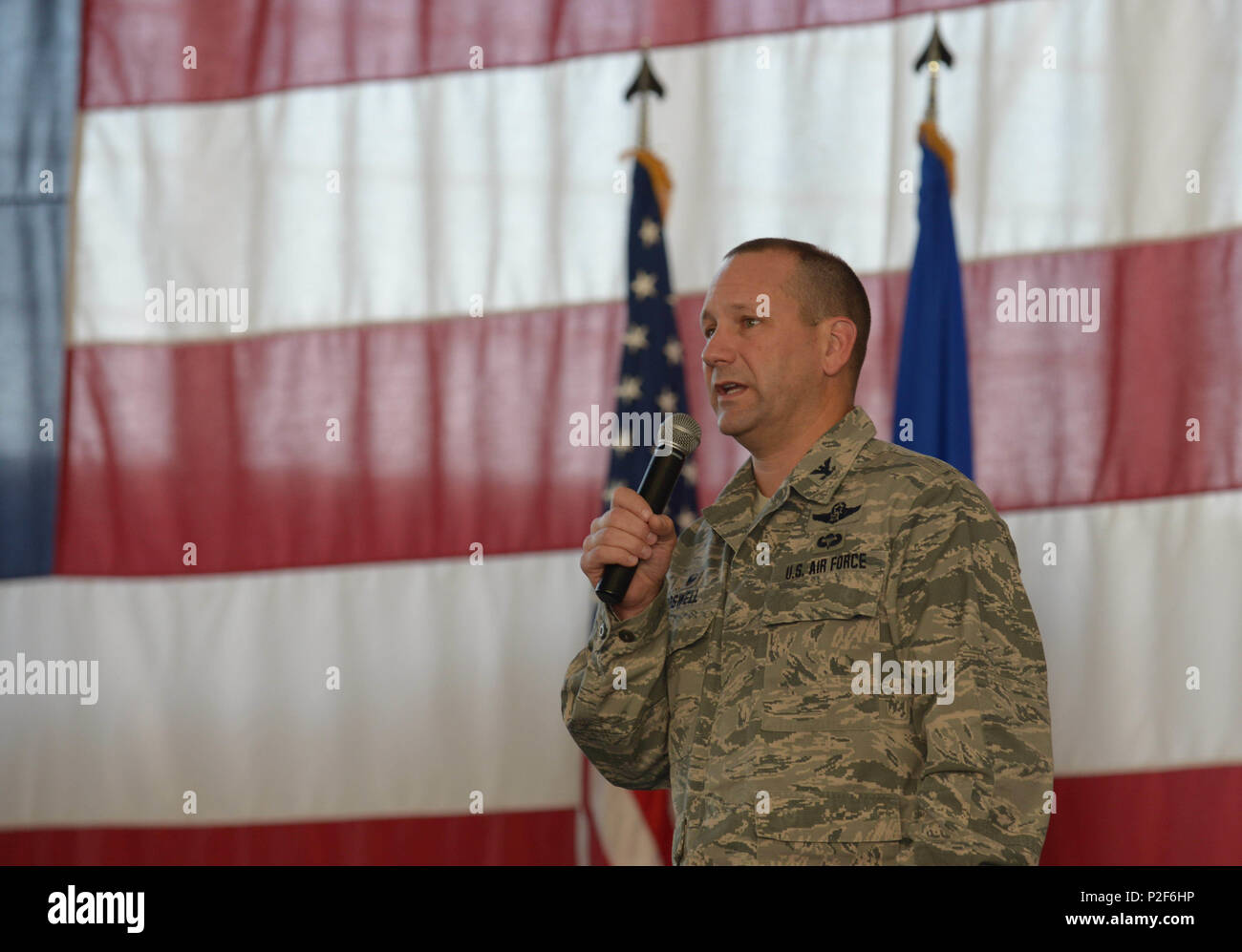 Col. Gentry Boswell, commander of the 28th Bomb Wing, spoke at a ...