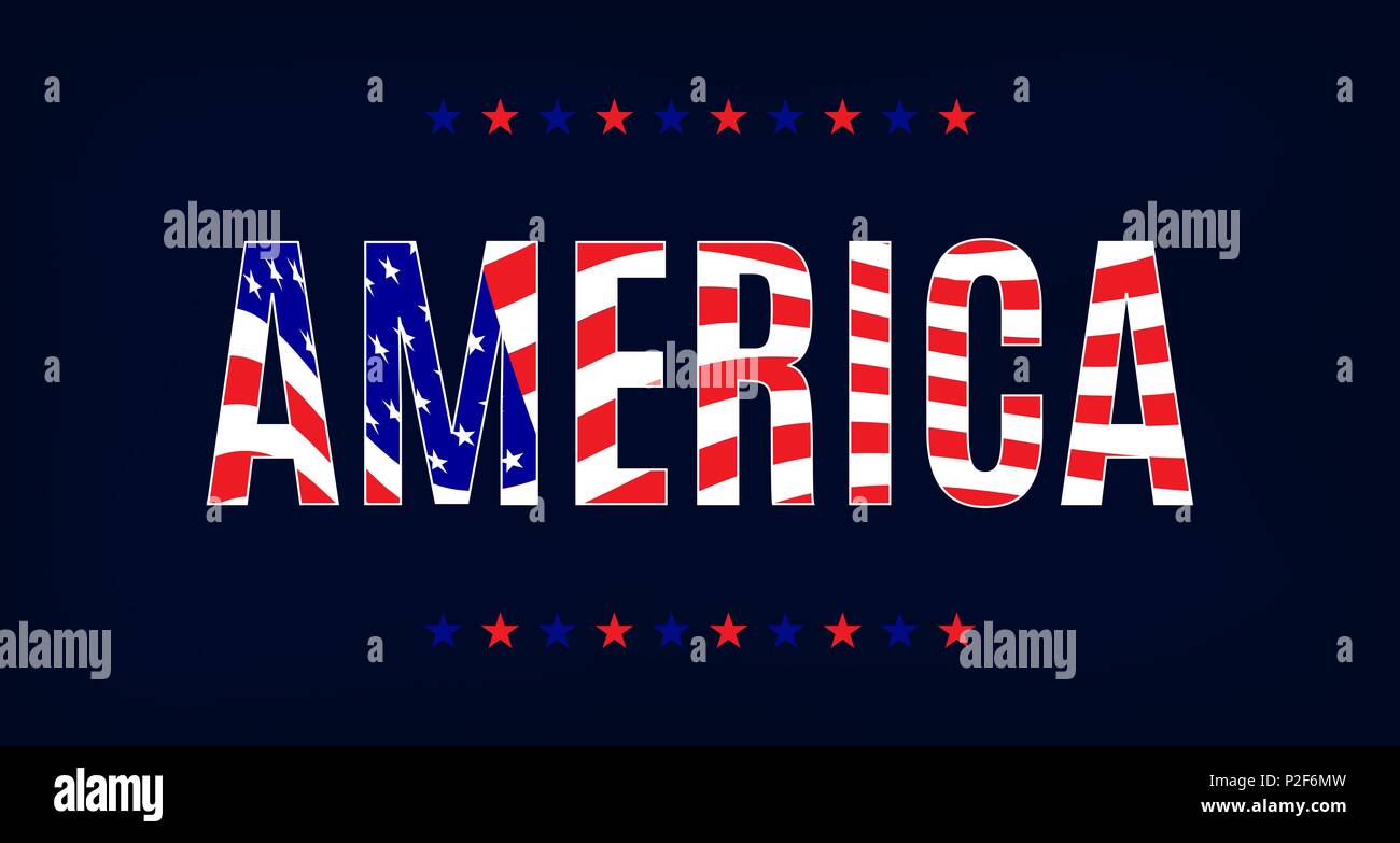 America word on dark background. Stylized American banner illustration ...