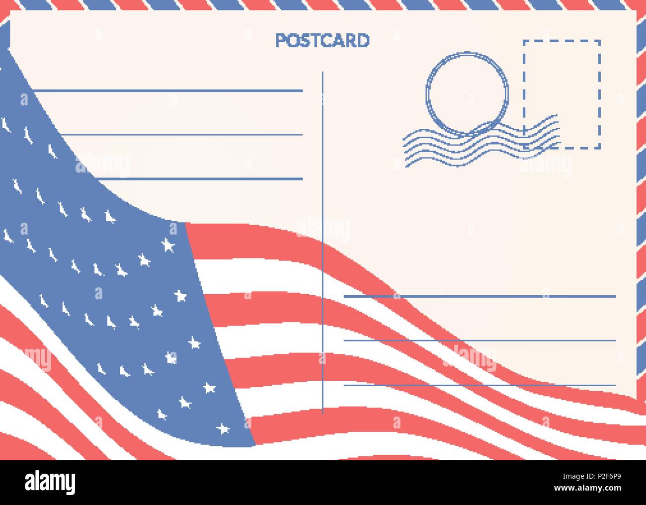 Retro style postcard. Background with an American flag Stock Vector ...