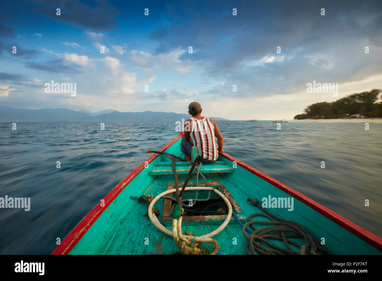 Fisherman, Boat Trip between the Islands, Gili Trawangan, Lombok ...