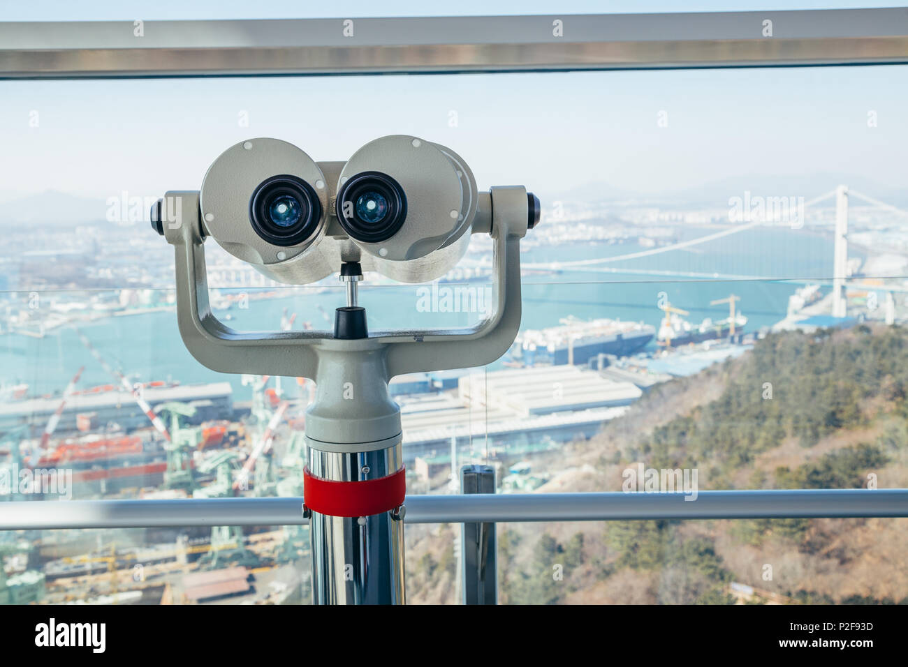 Ulsan, Korea - February 9, 2017 : Telescope and cityscape at Ulsan ...