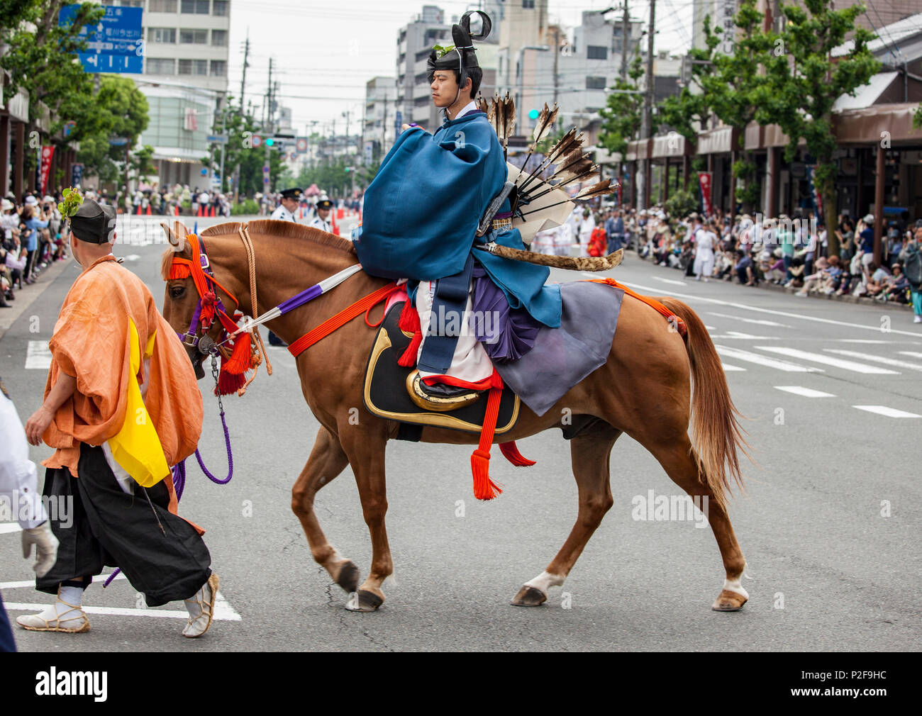 Archer on a horse during Festival Aoi Matsuri in Kyoto, Japan Stock ...