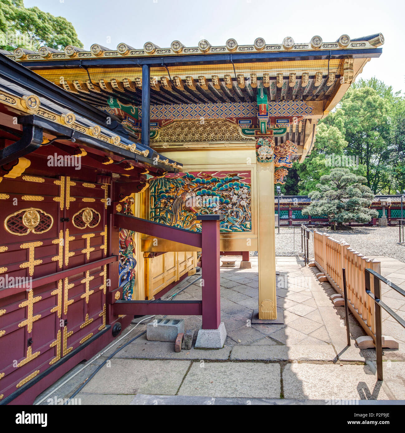 Extensive decorated golden gate of Toshogu Shrine in Ueno, Taito-ku ...