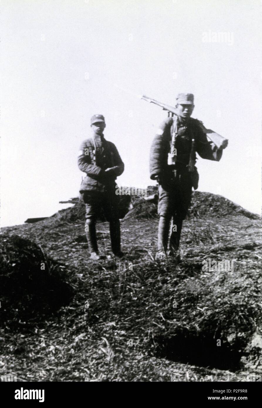 A machine gun nest on the Changsha Front which held its position when ...