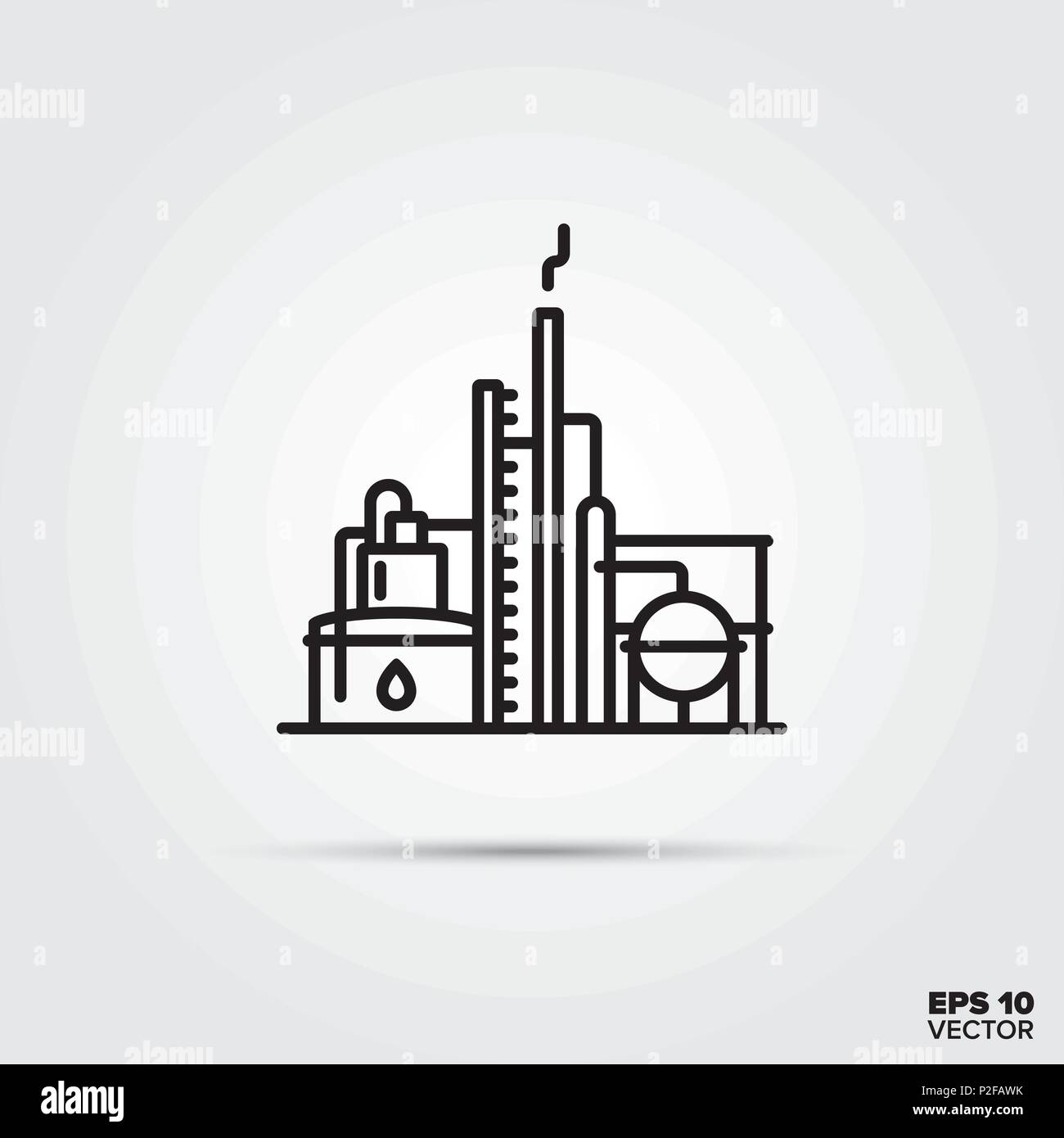Oil refinery industrial plant line icon vector. Industry and energy ...