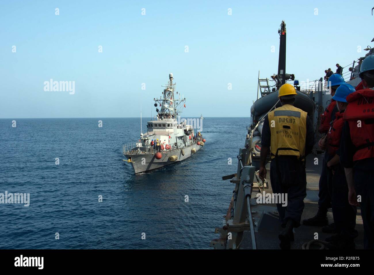 160912-N-CL027-099 ARABIAN SEA (Sept. 12, 2016) Sailors aboard the ...
