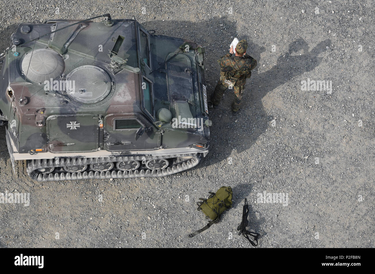A German soldier participates in an artillery exercise, at the 7th Army ...