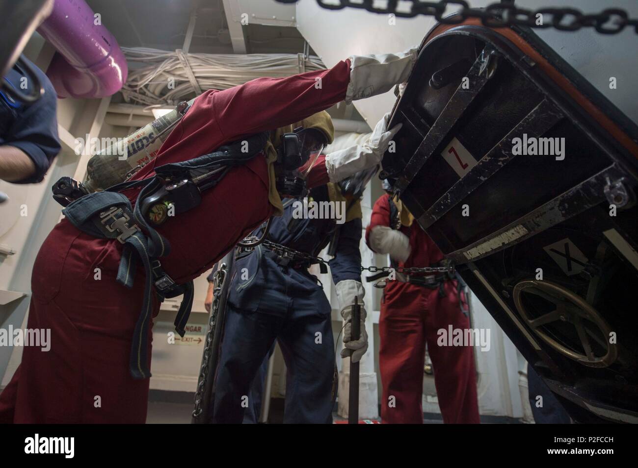 160914-N-ZY039-113 ATLANTIC OCEAN (Sept. 14, 2016) Damage Controlman ...