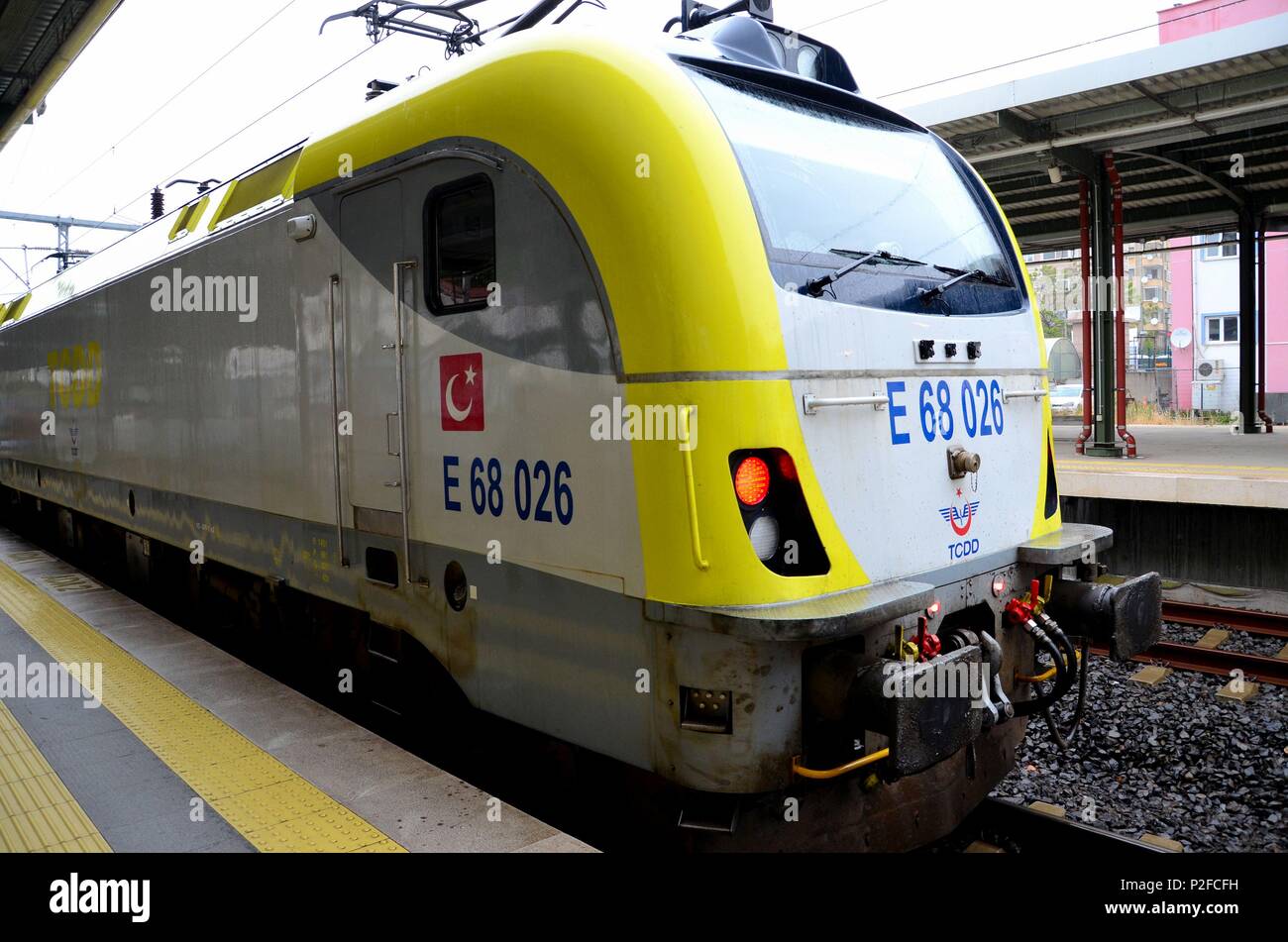 Turkish Railways electric locomotive parked at Pendik Train Station ...