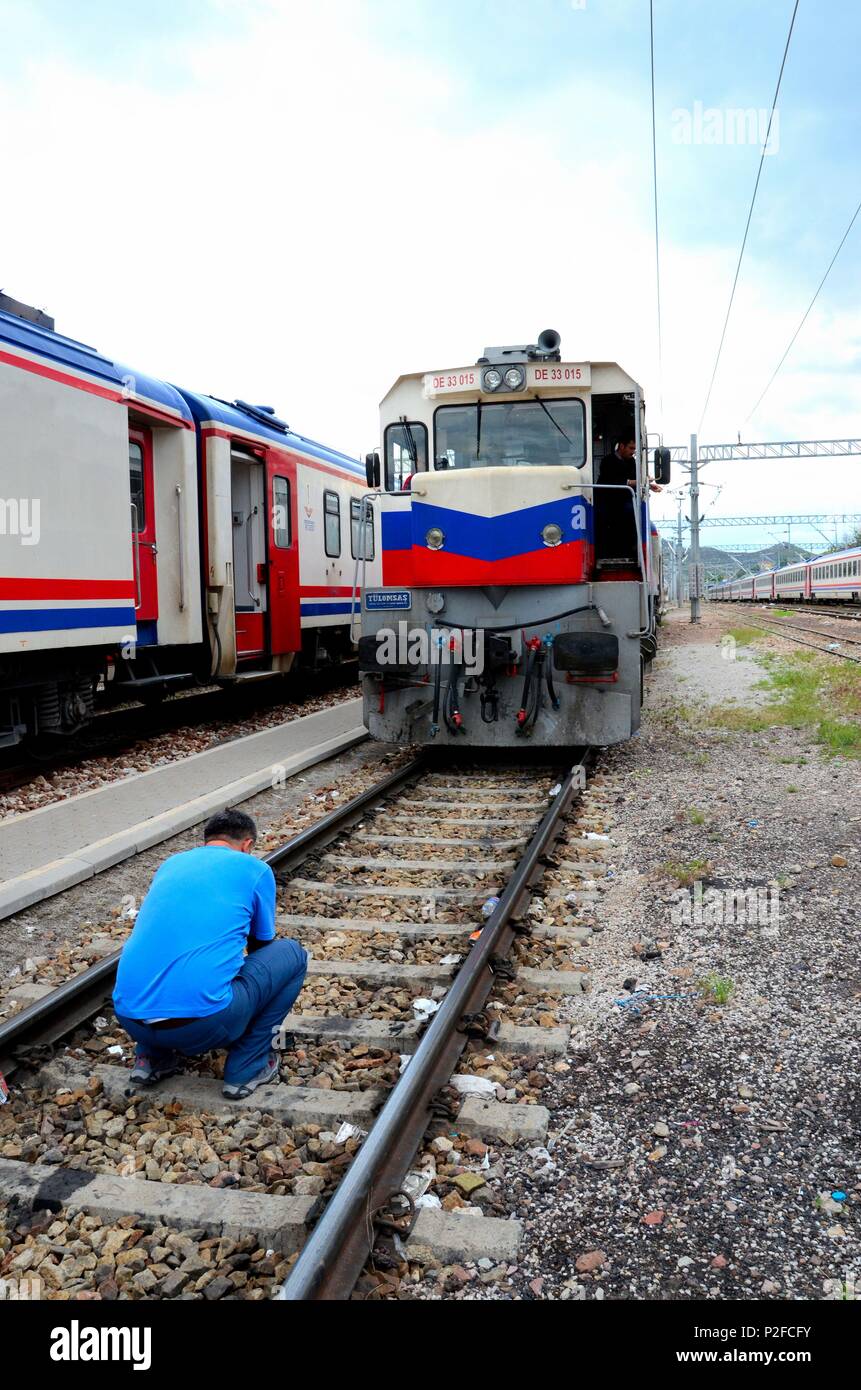 Turkish Railways diesel electric locomotive parked for Dogu Express ...
