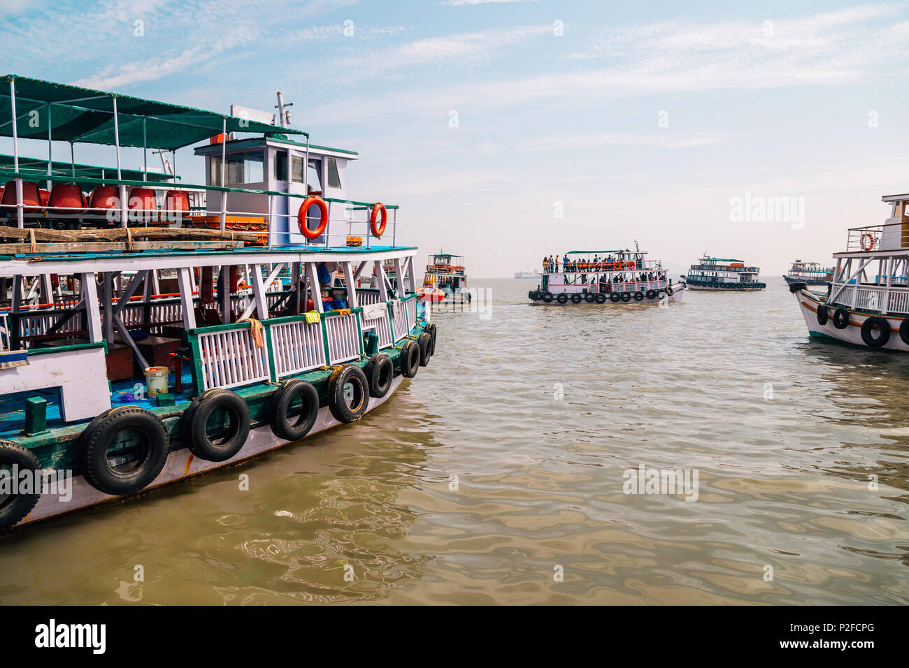 Sea and Mumbai port in India Stock Photo - Alamy