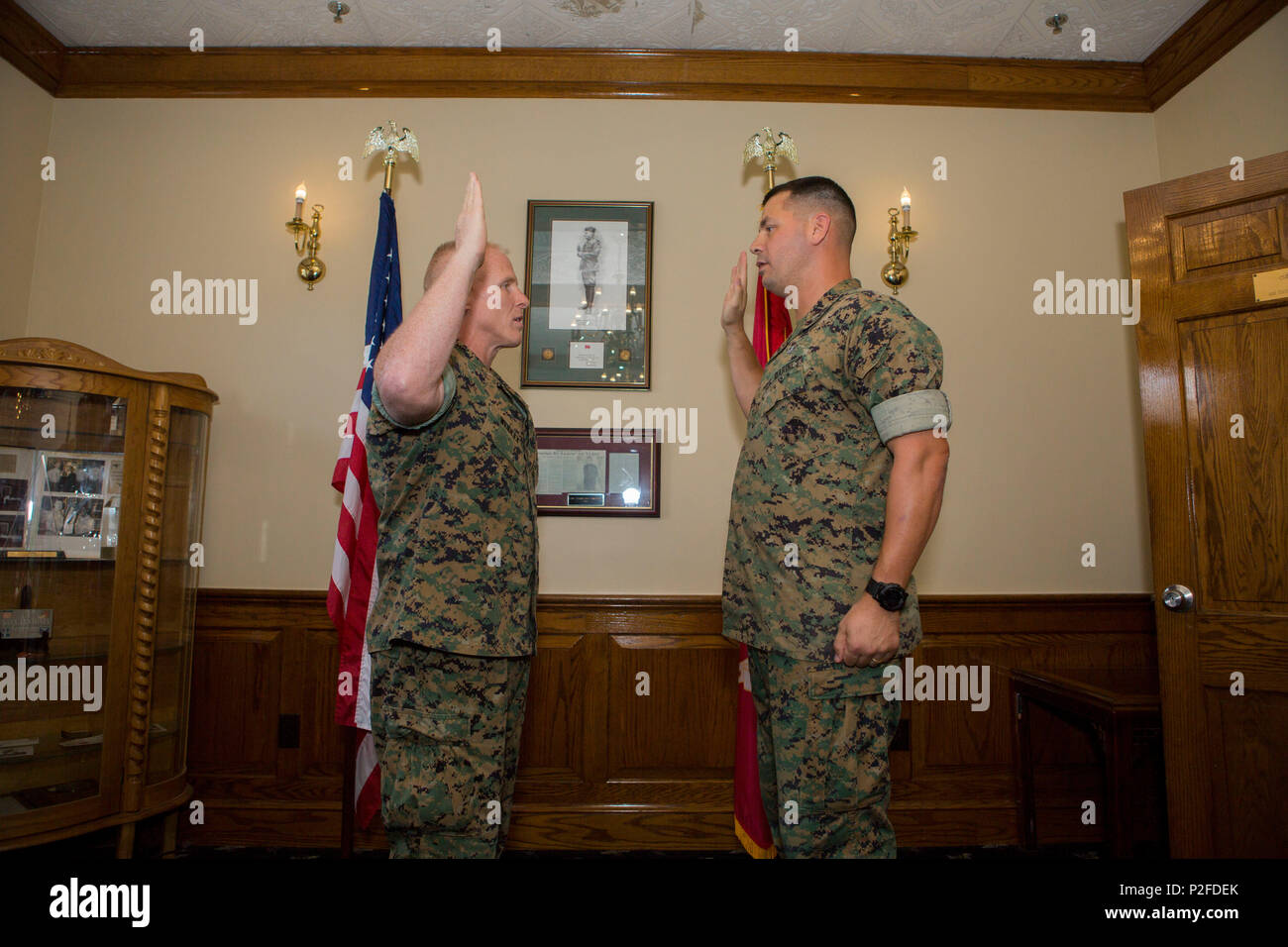 U.S. Marine Corps Brig. Gen. Thomas Weidley, left, commanding general ...