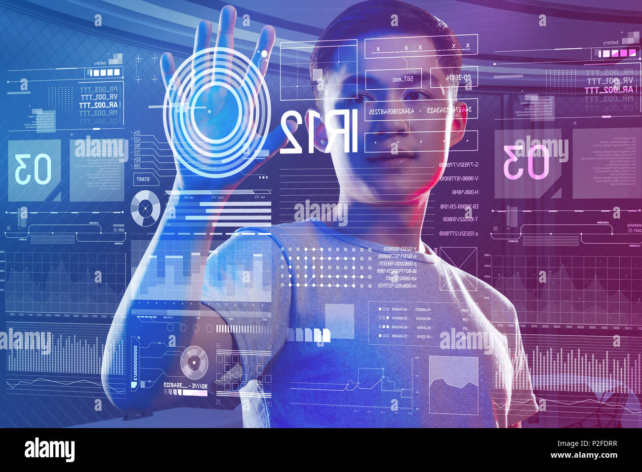 Young software developer scanning his hand Stock Photo - Alamy