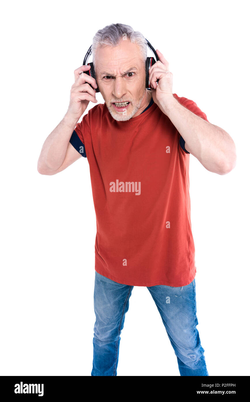 Angry mature man looking camera Cut Out Stock Images & Pictures - Alamy