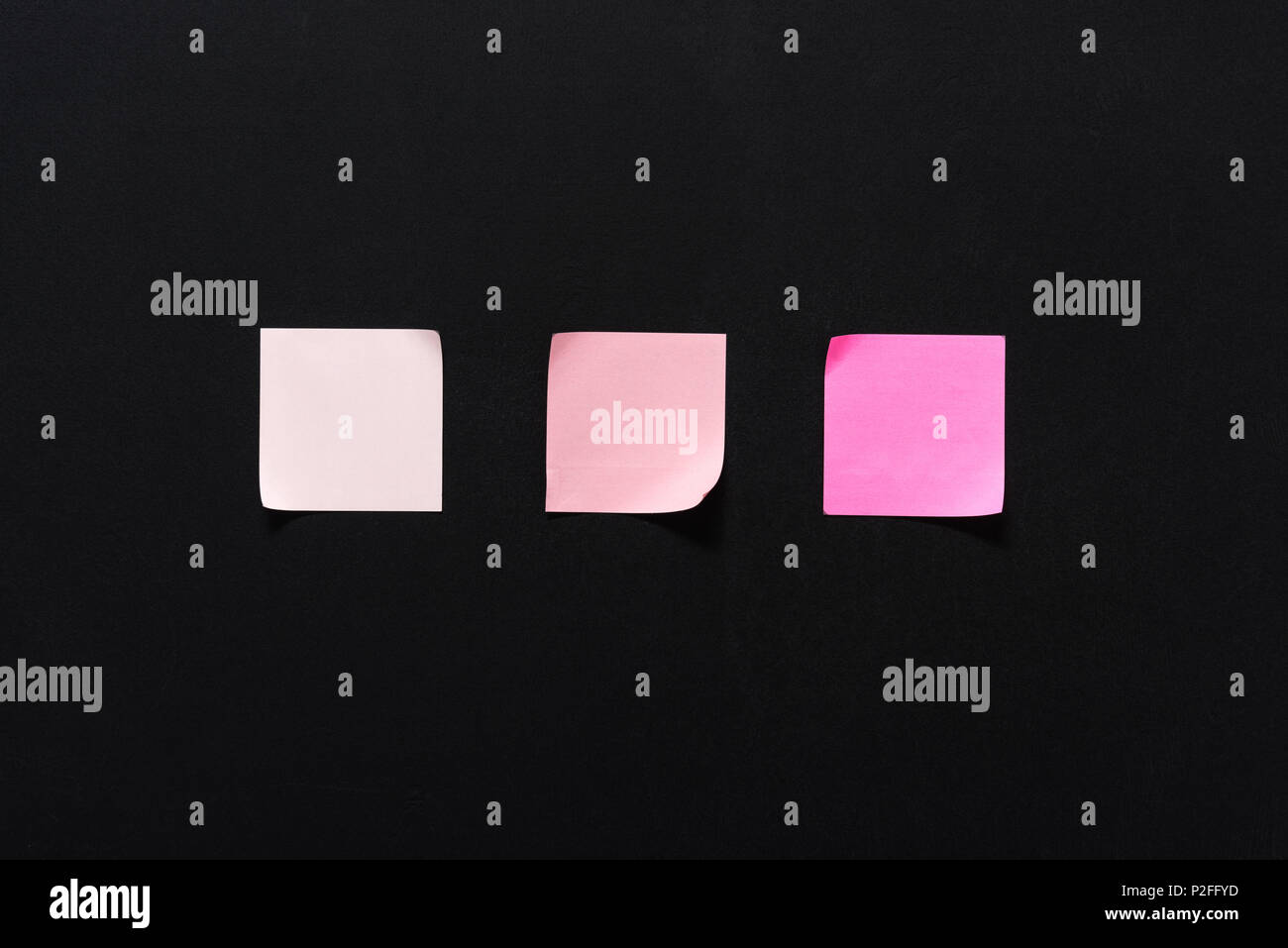 set of colorful empty notes with copy space on isolated on black Stock ...