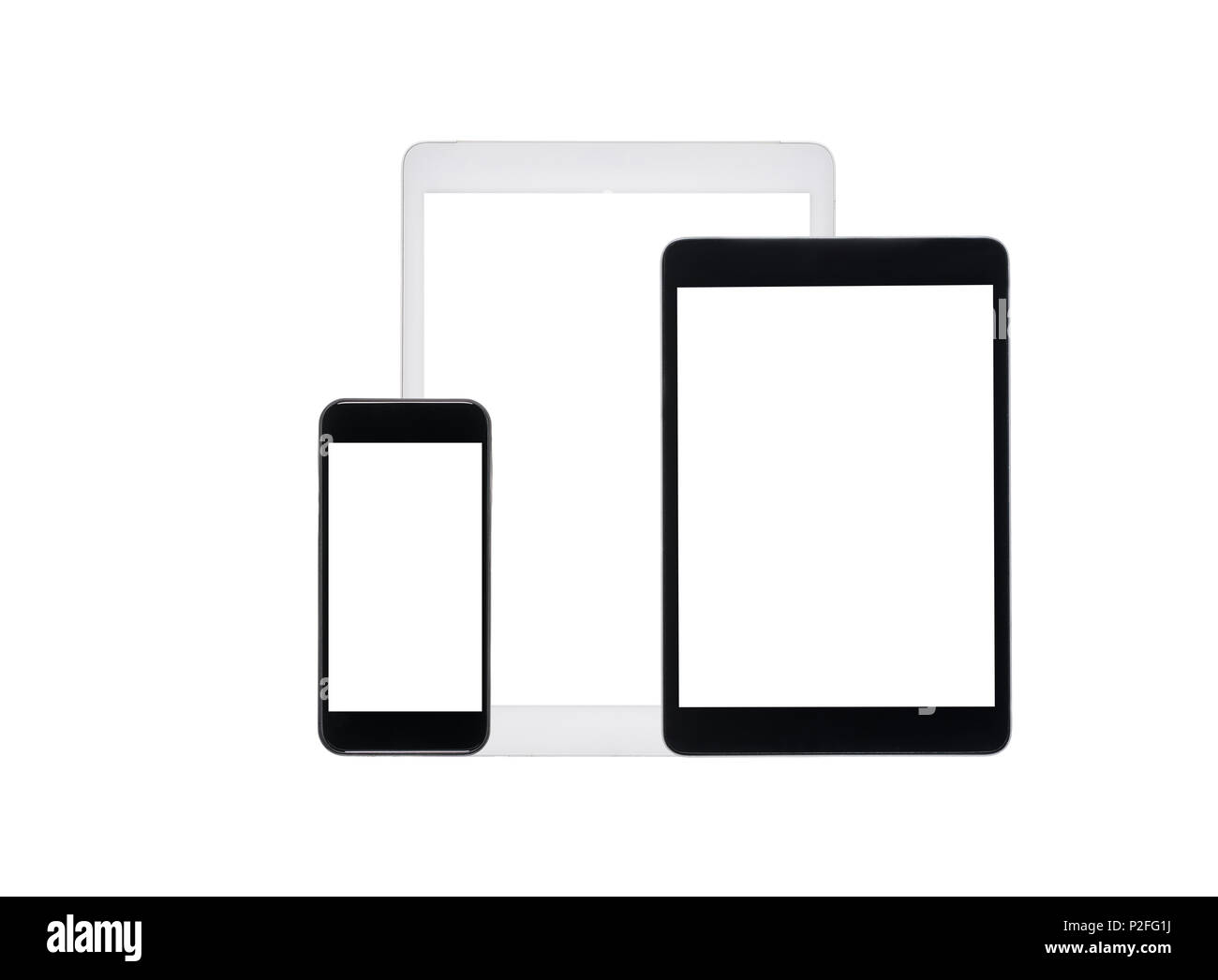 set of digital tablets and smartphone mock up isolated on white Stock ...