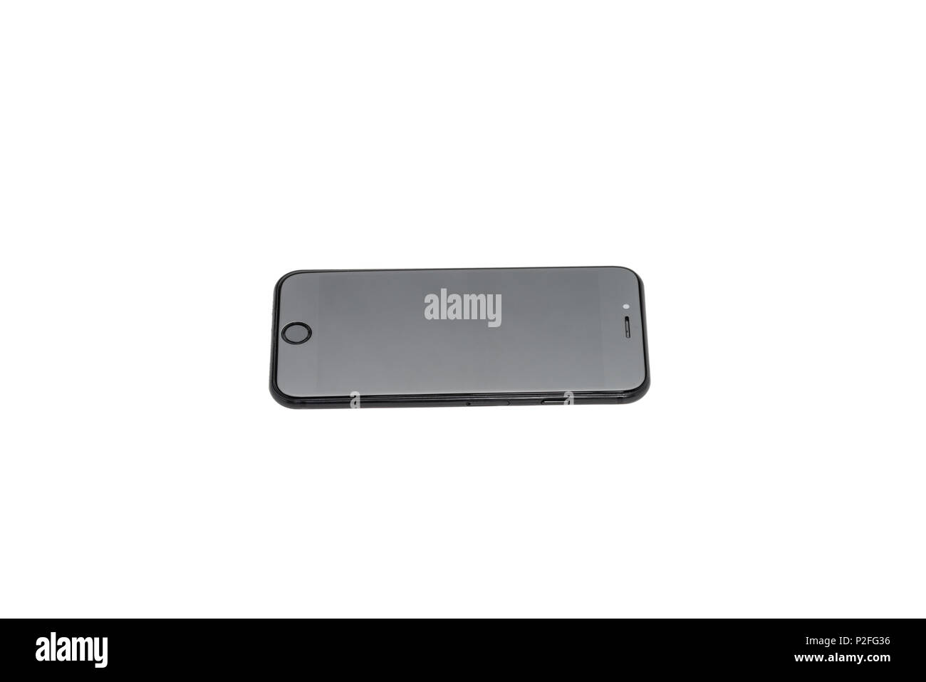 one black smartphone with matte blank screen isolated on white Stock ...