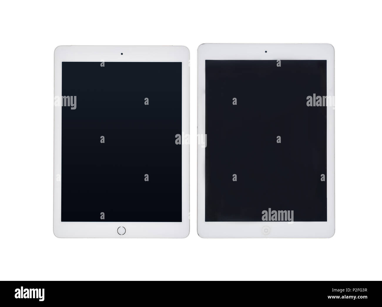 two white digital tablets with blank screens isolated on white Stock ...