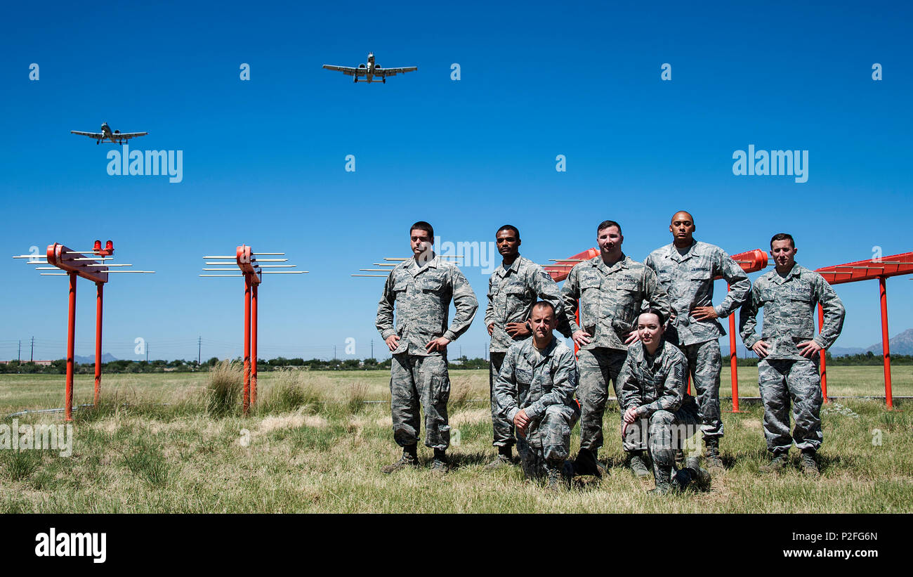 U.S. Airmen from the 355th Operations Support Squadron pose for a ...