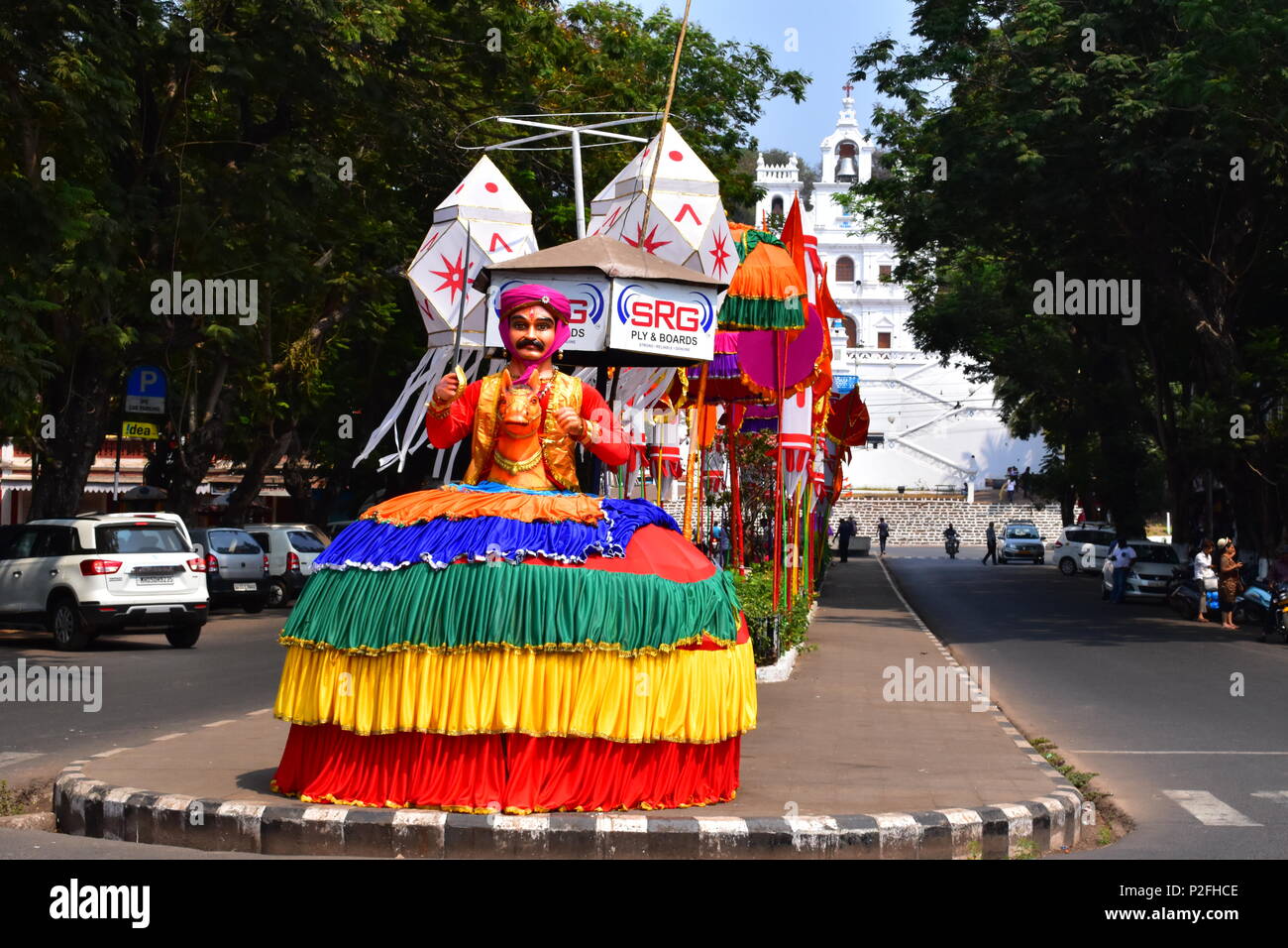 Streets in the city of Panjim decorated during the Shigmo festival ...