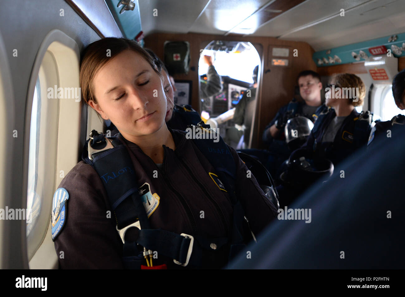 Air Force Cadet Amy Ferguson waits to jump from a UV-18B Twin Otter ...