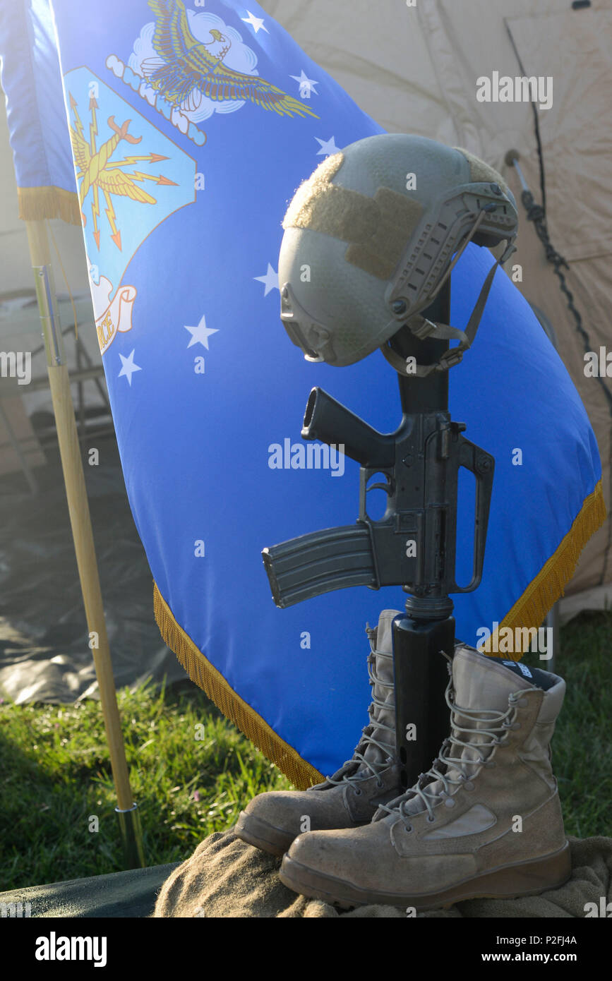 A fallen service member display sits next the United States Air Force ...