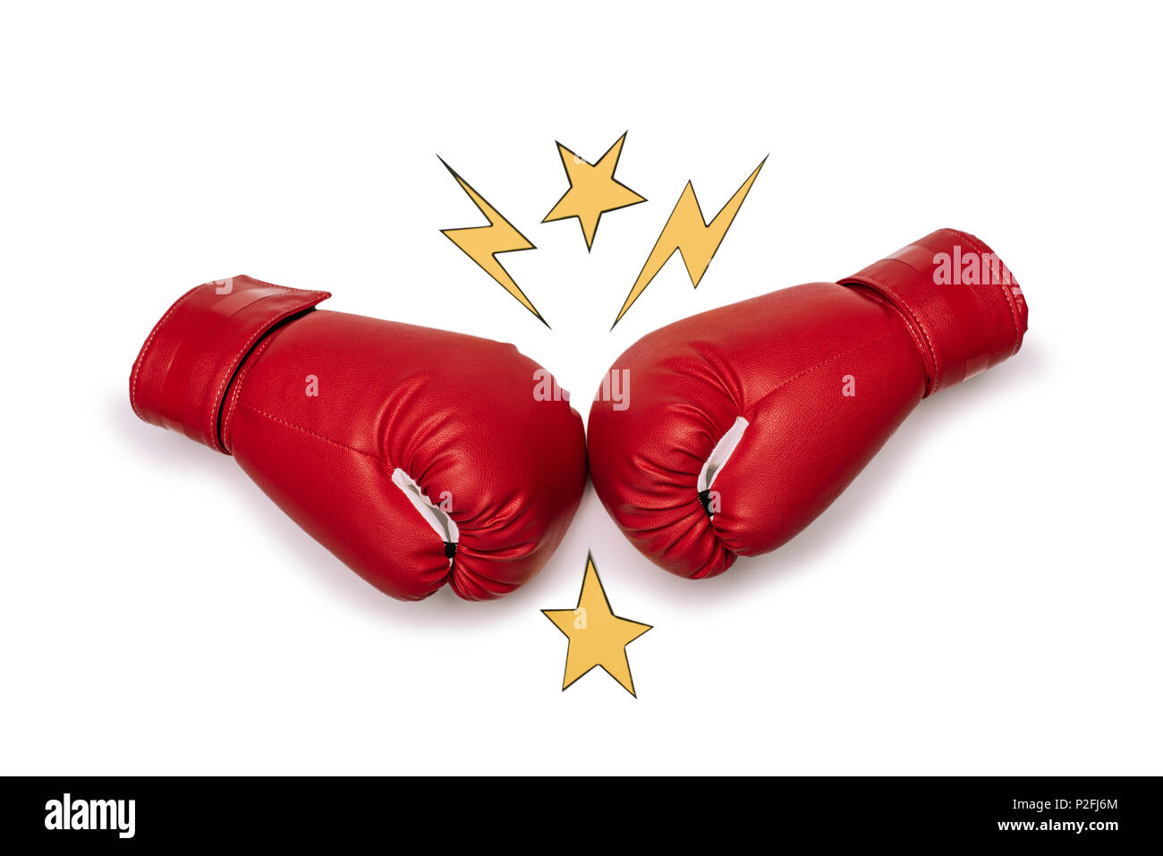 Red boxing gloves ready to fight isolated on white Stock Photo - Alamy