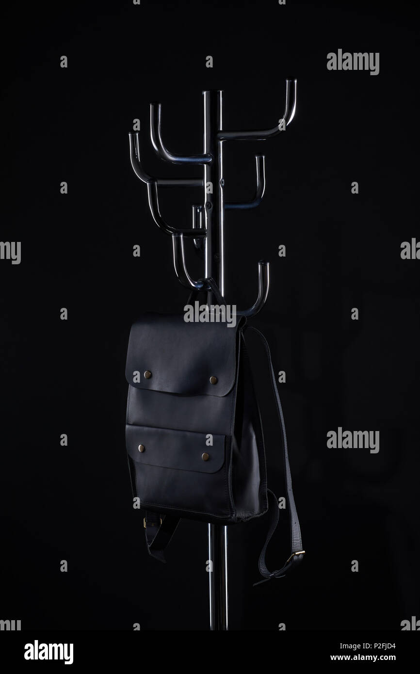 Black leather backpack hi-res stock photography and images - Alamy