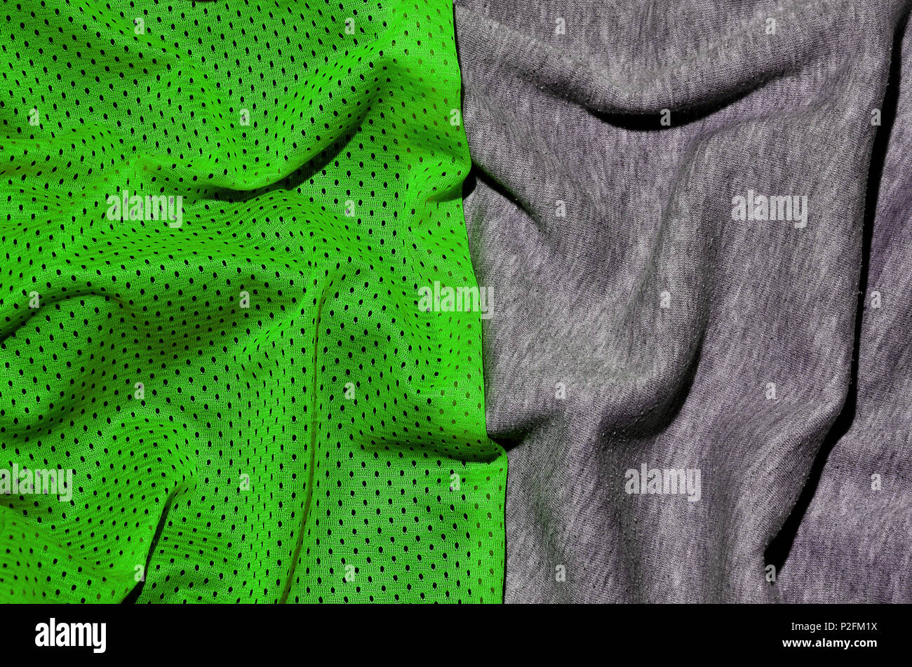 Top view of cloth textile surface. Close-up rumpled heater and knitted ...