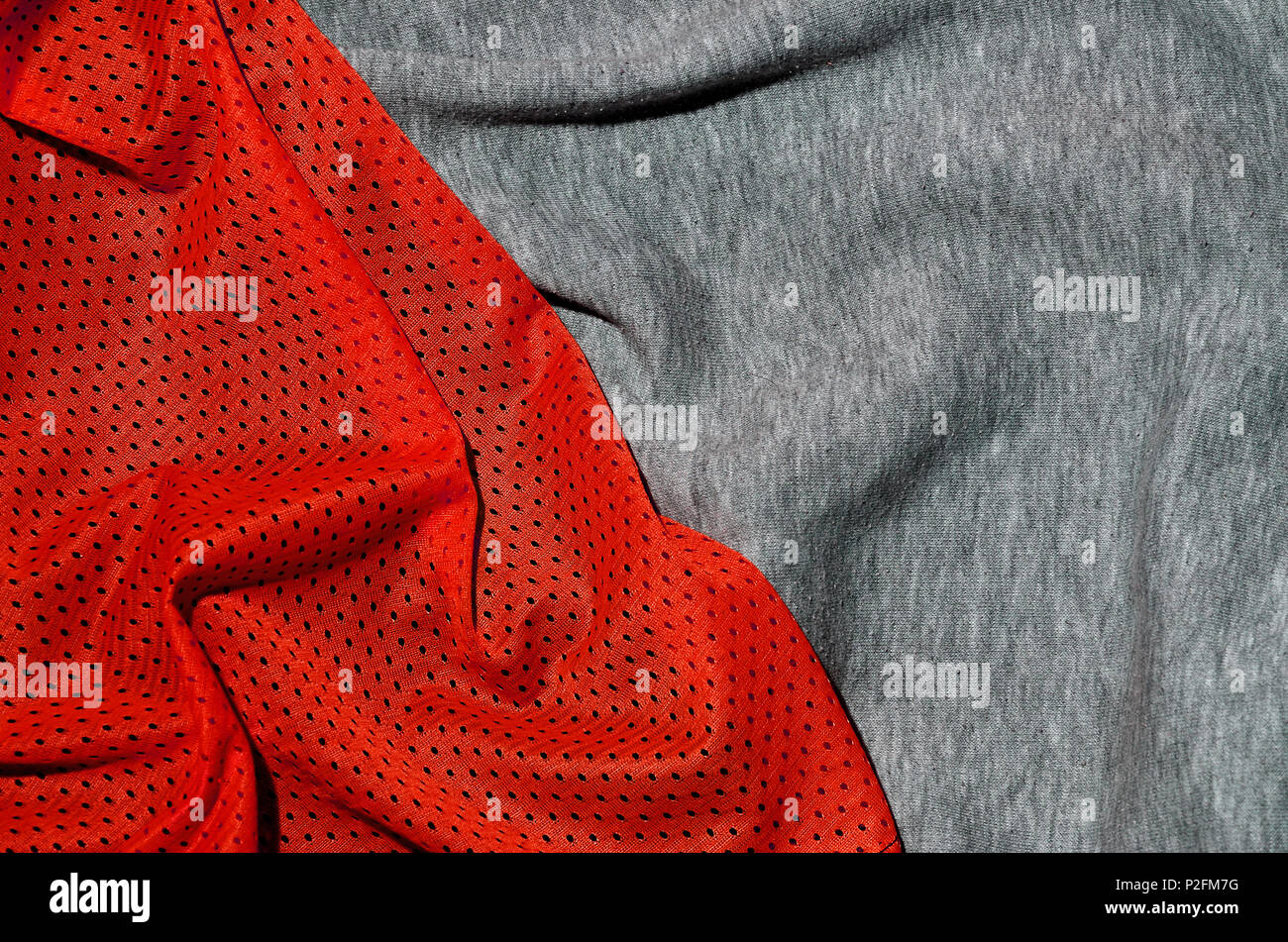 Top view of cloth textile surface. Close-up rumpled heater and knitted ...
