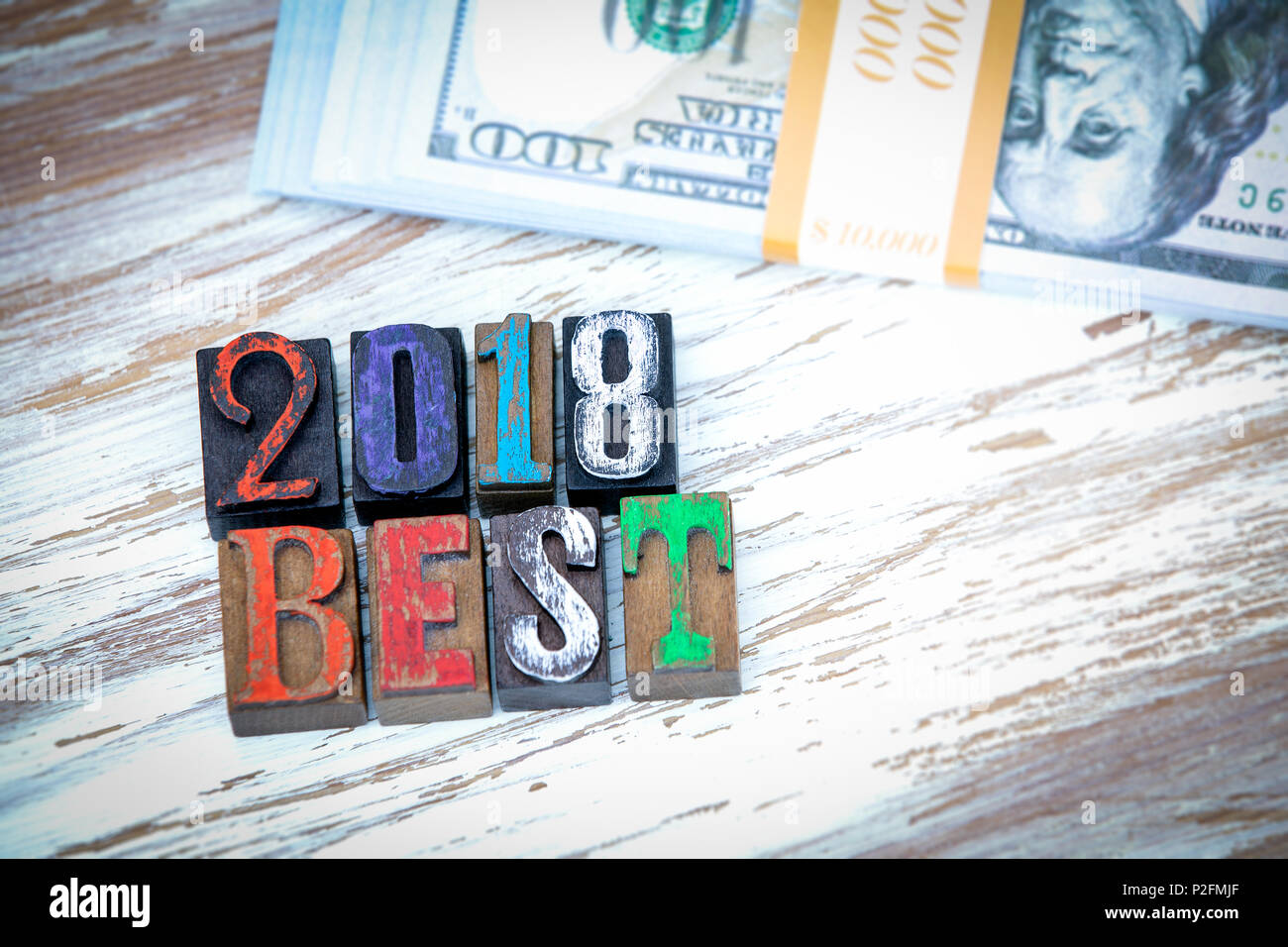 2018 best. Wooden letters on the office desk Stock Photo - Alamy
