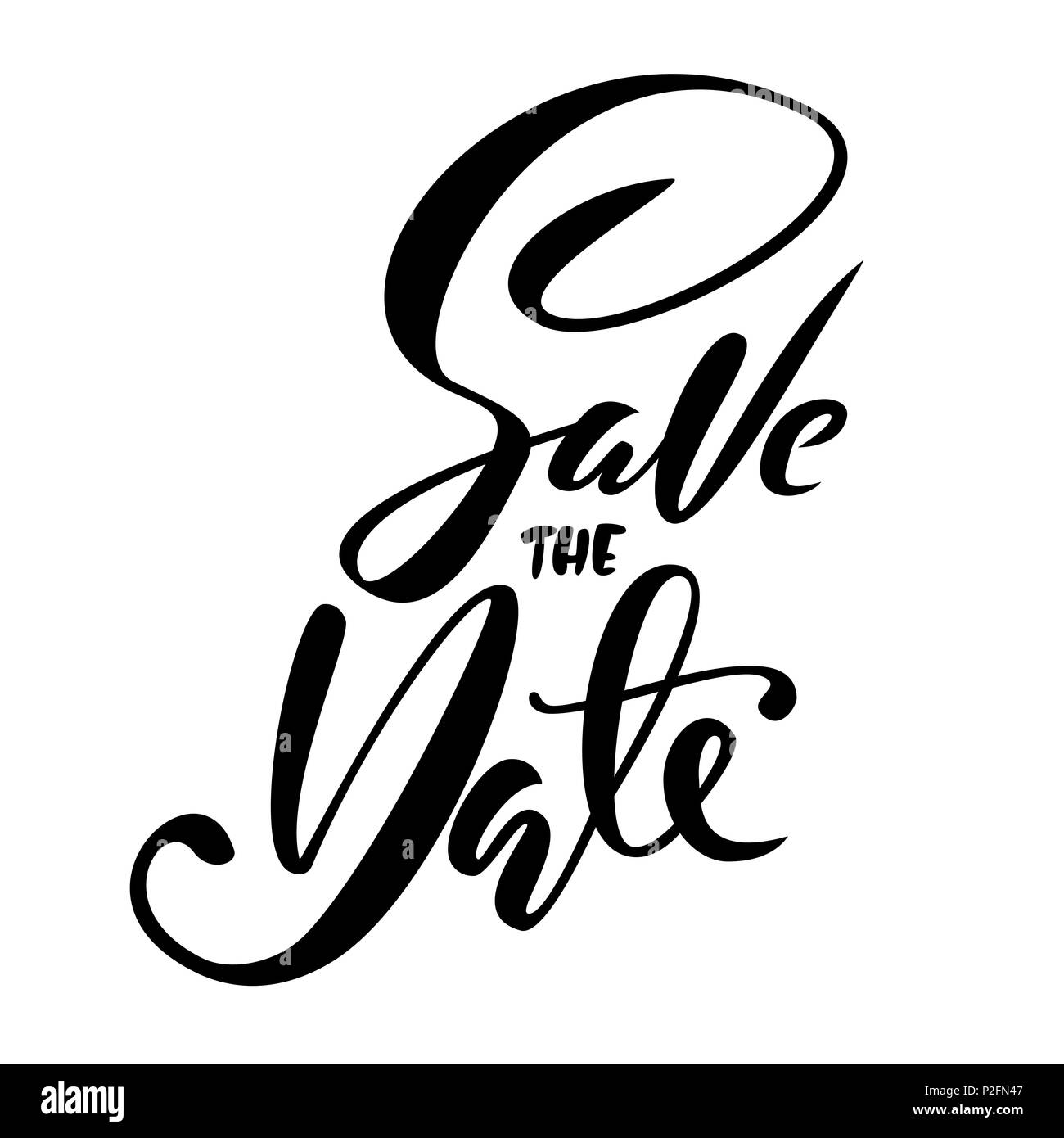 Save the date. Calligraphy banner. Modern brush lettering for wedding ...