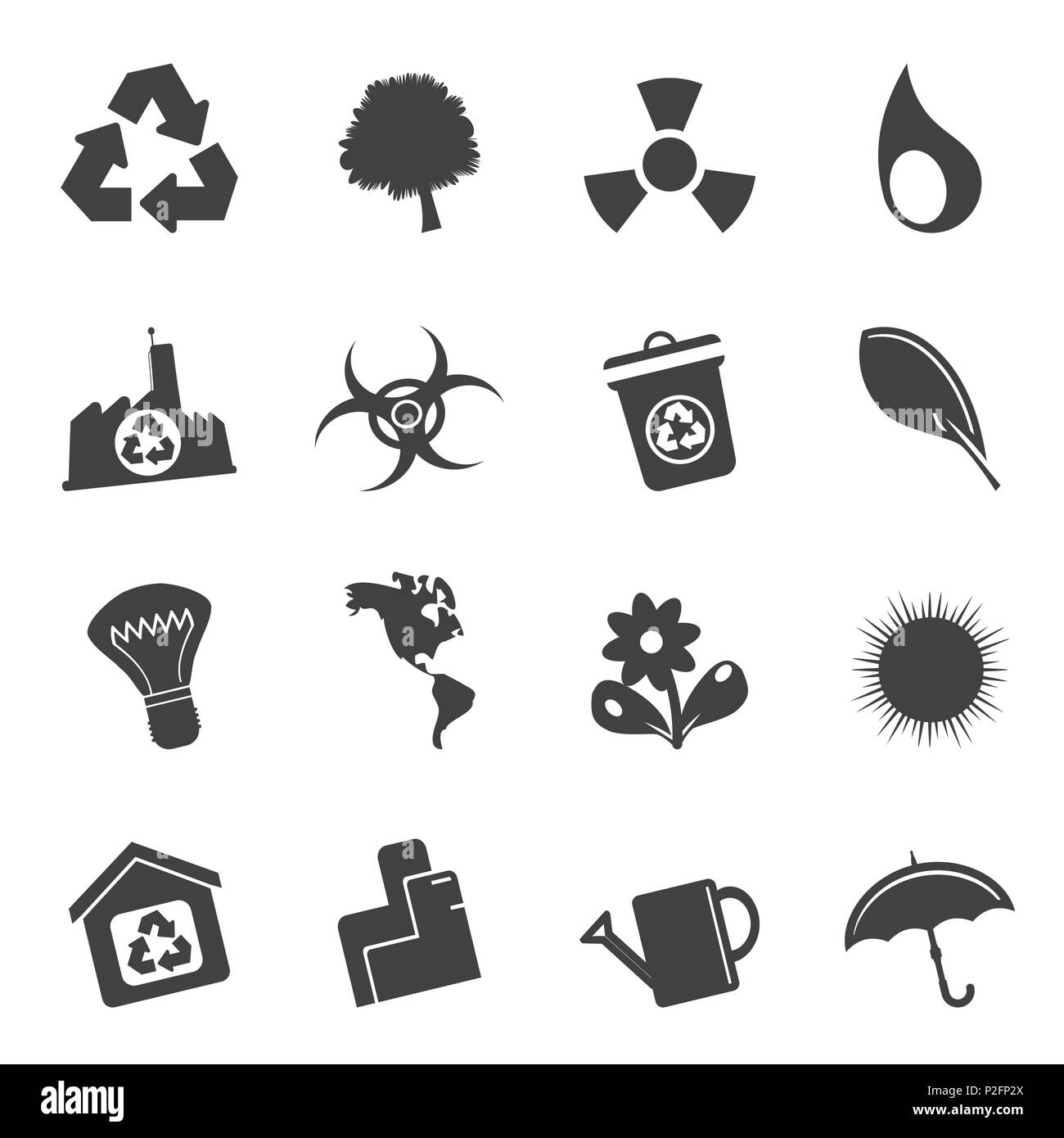 Silhouette Simple Ecology and Recycling icons - Vector Icon Set Stock ...