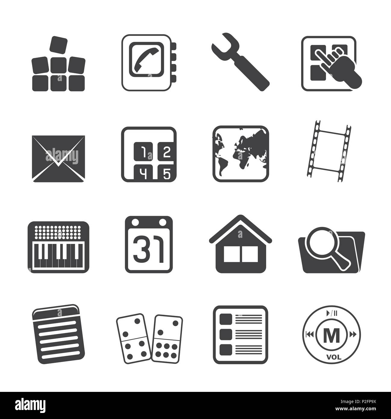 Silhouette Mobile Phone and Computer icon - Vector Icon Set Stock ...