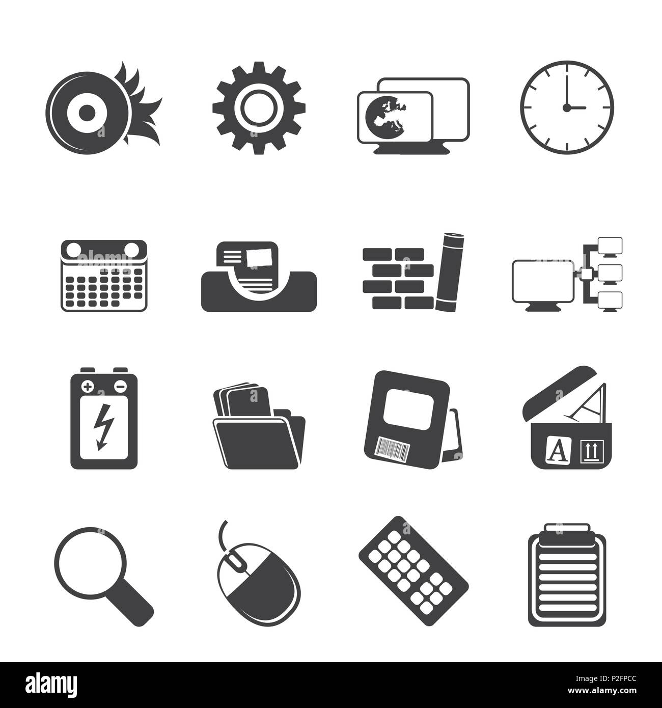 Silhouette Computer, mobile phone and Internet Vector Icon Set Stock ...