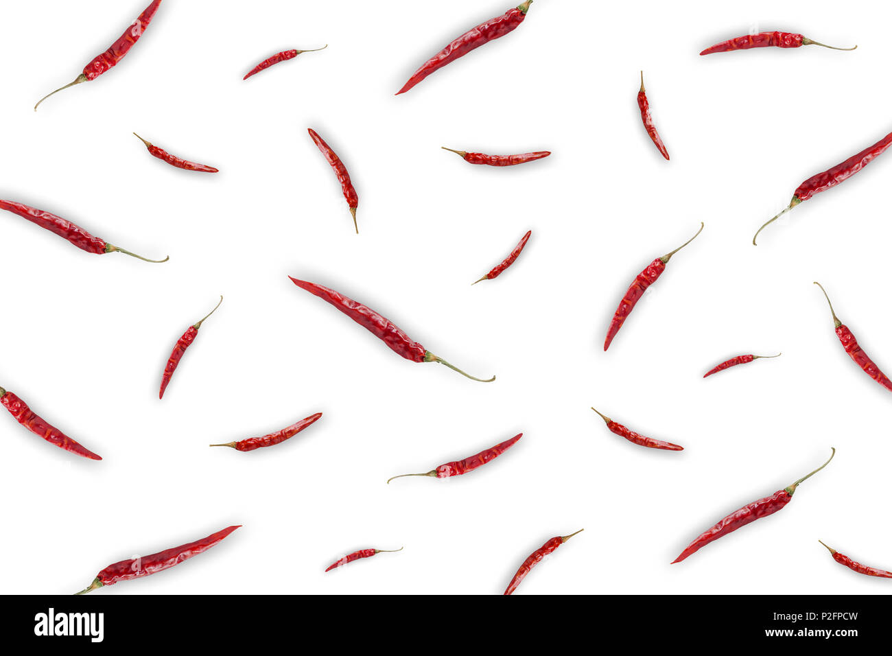 Group of dried and hot chili on the white background. Abstract ...